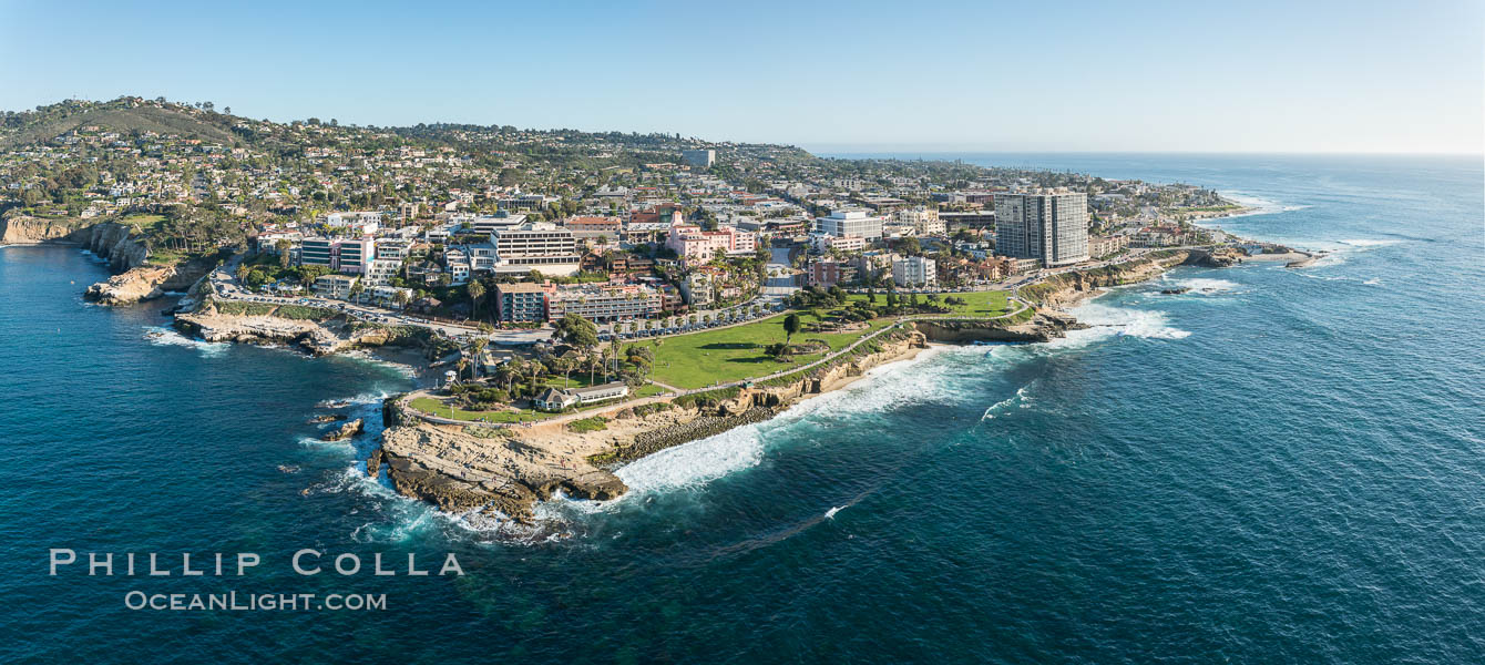 Aerial Panoramic Photo of La Jolla Cove and La Jolla Coastline, California
