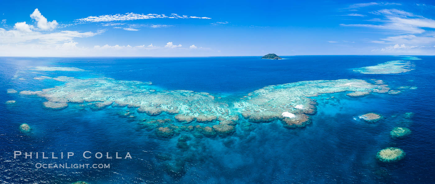 Aerial View of Namena Marine Reserve and Coral Reefs, Namena Island, Fiji