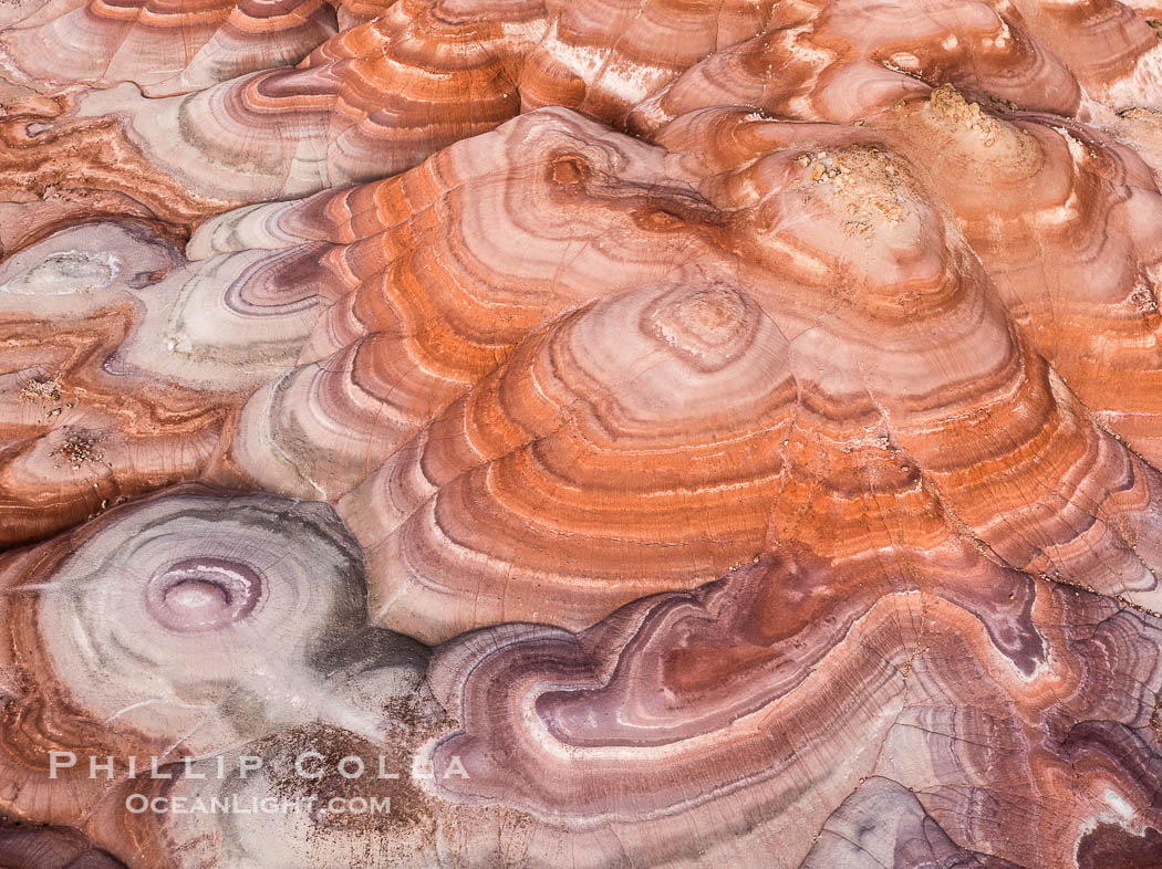 Bentonite Hills with spectacular layering of fossil sediment layers, Utah