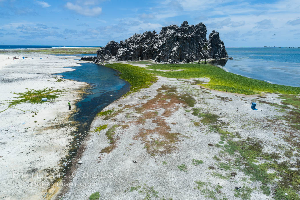 Clipperton Rock on Clipperton atoll, aerial photo, Clipperton Island ...