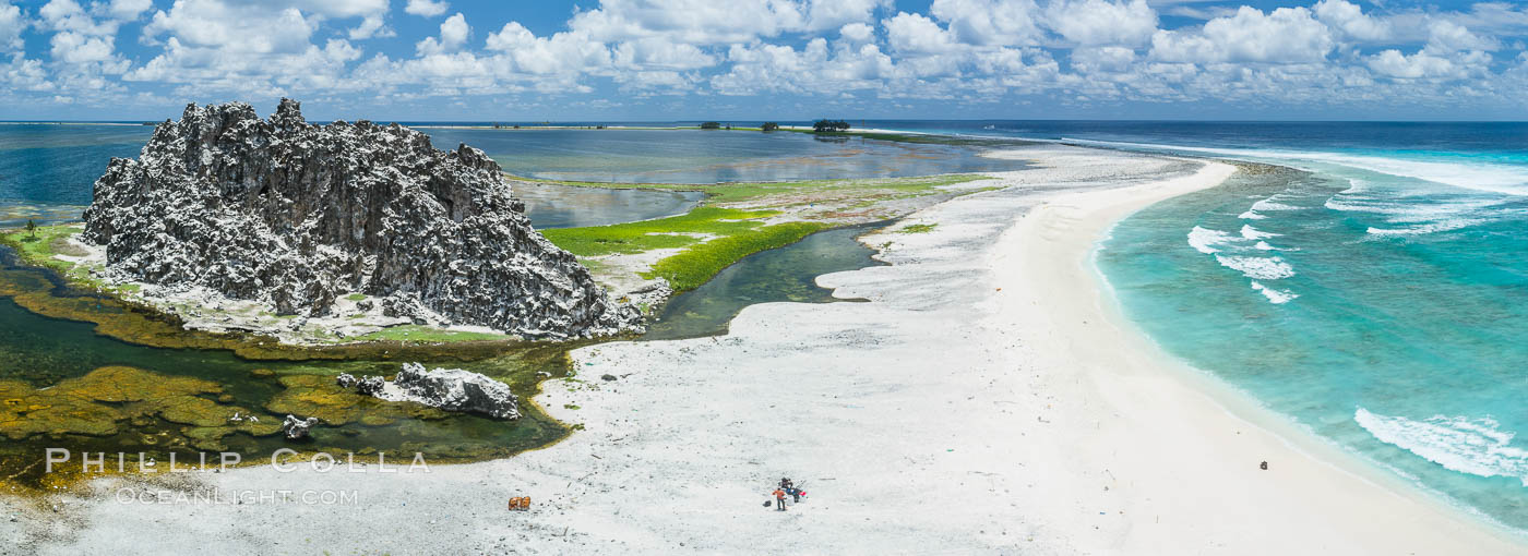 Clipperton Rock on Clipperton atoll, aerial photo, Clipperton Island ...