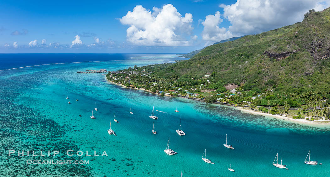 Cruising Sailboats at anchor, Moorea, French Polynesia, France