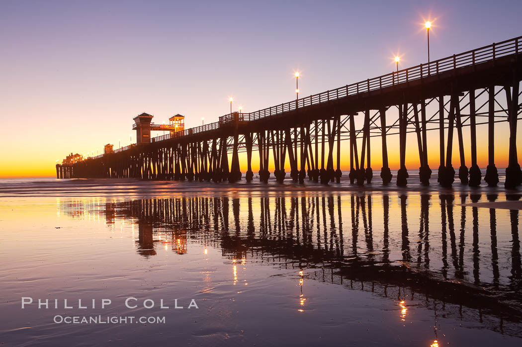 Oceanside Pier at dusk, sunset, night, California, #14631