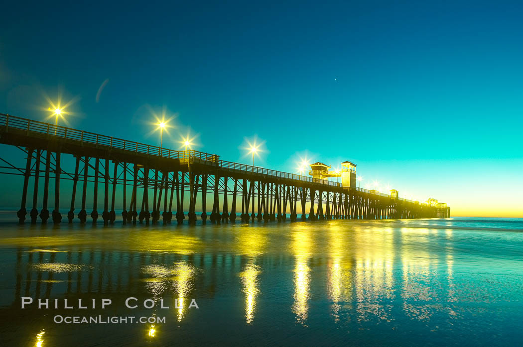 Oceanside Pier at dusk, sunset, night, California, #14639