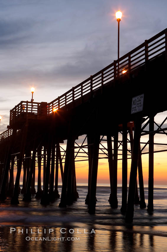 Oceanside Pier at dusk, sunset, night, California, #14803
