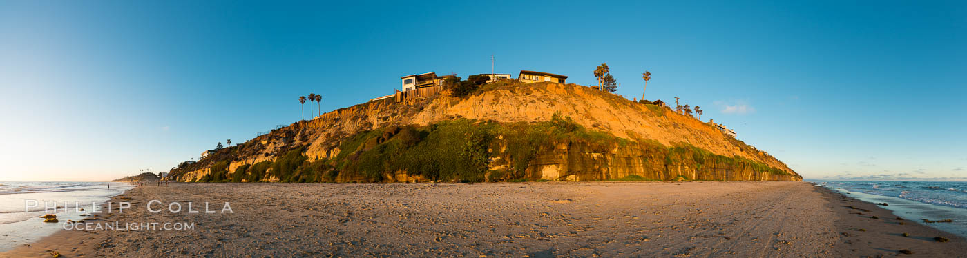 Panorama of Encinitas Beach, sunset, California, #30158