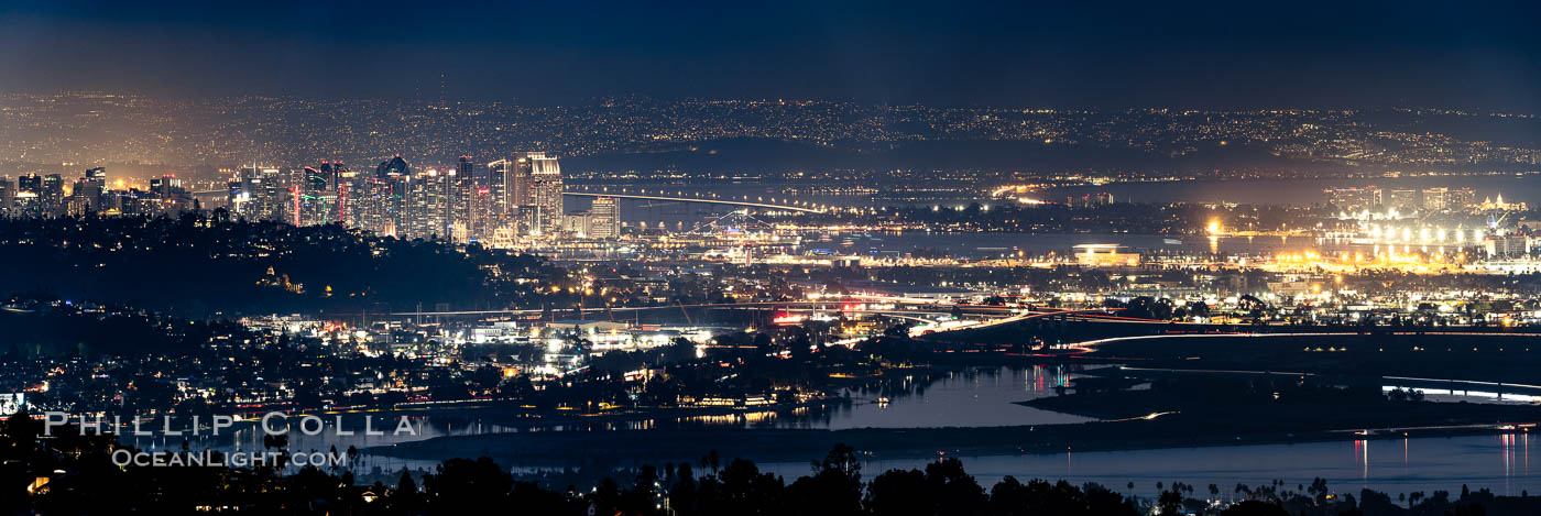 San Diego and Tijuana City Skyline at Night, California, #37498